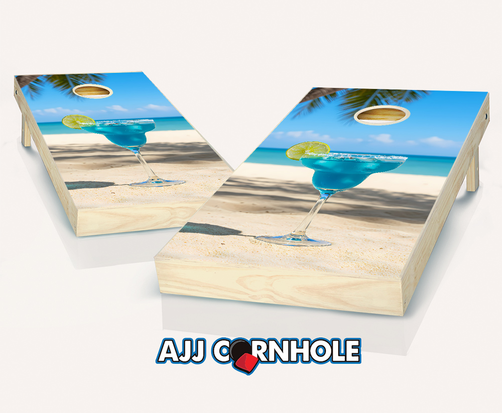 "Blue Drink On Beach" Cornhole Set AJJ Cornhole