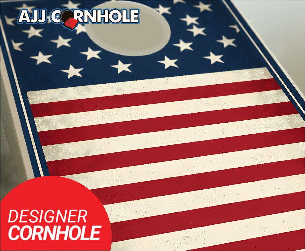 "Patriotic Stars & Horizontal Stripes" Cornhole Set AJJ Cornhole