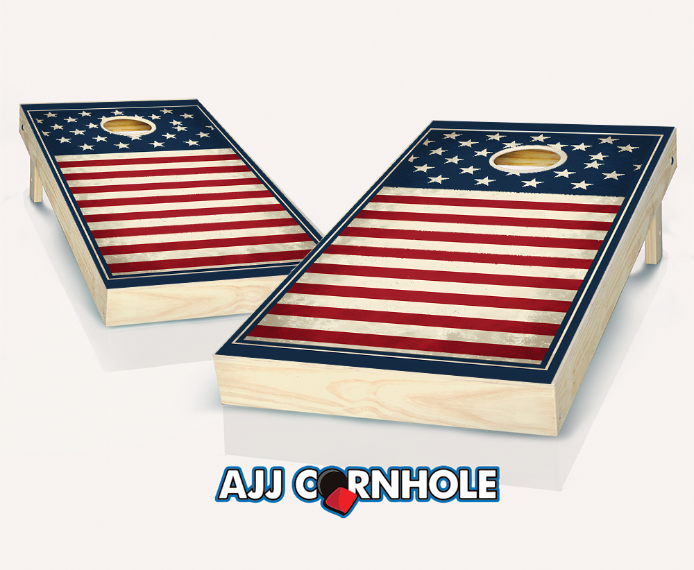 "Patriotic Stars & Horizontal Stripes" Cornhole Set AJJ Cornhole