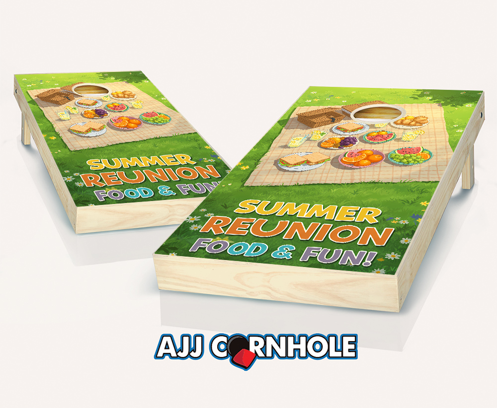 "Summer Reunion - Food & Fun Picnic" Cornhole Set AJJ Cornhole
