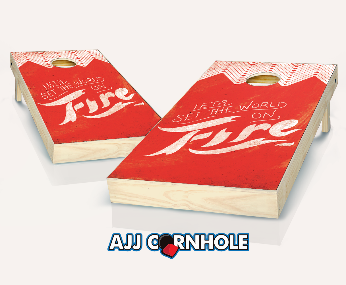 "World On Fire" Cornhole Set AJJ Cornhole
