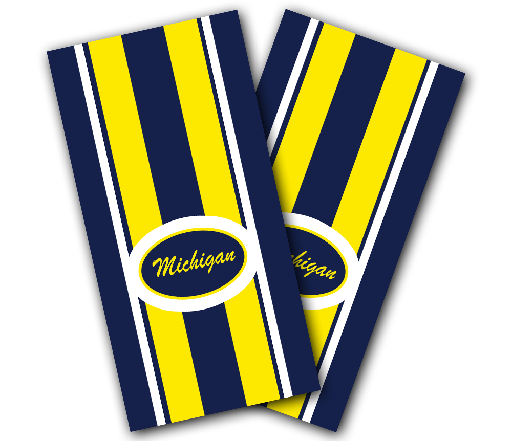 "Michigan Stripe" Cornhole Wrap AJJ Cornhole