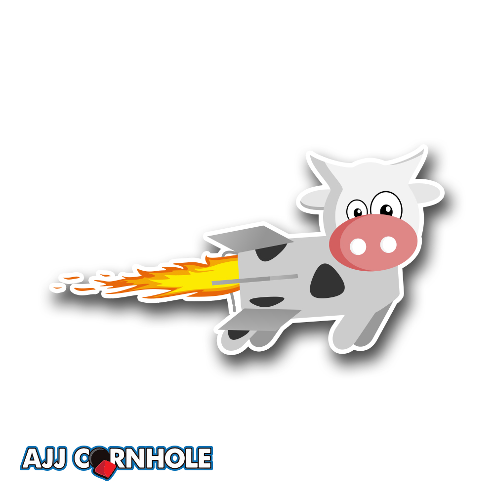 Rocket Cow Cornhole Decal | AJJ Cornhole AJJ Cornhole