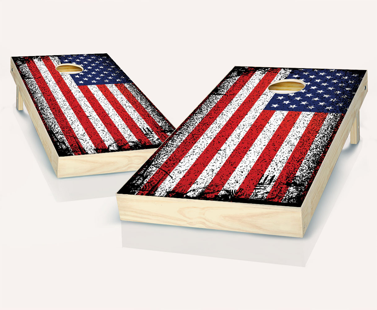"Grunge American Flag" Cornhole Set AJJ Cornhole